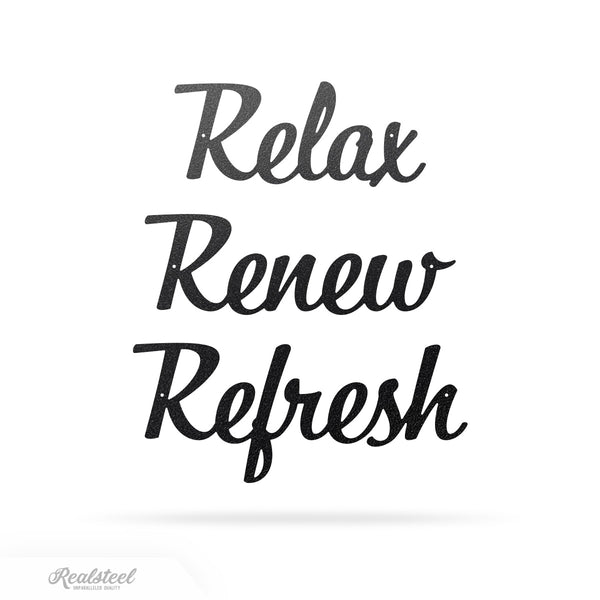 Relax Renew Refresh Metal Wall Art - Tranquil Bathroom Spa Décor ...