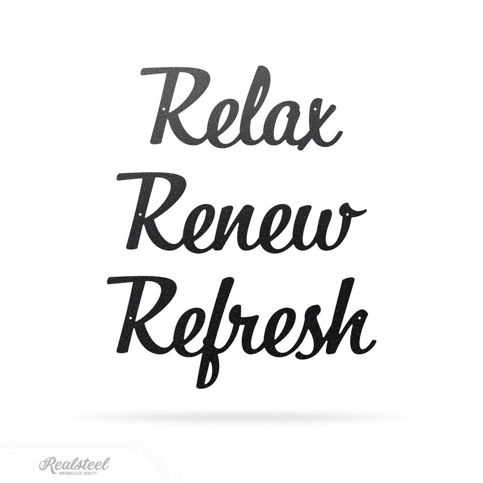 Relax Renew Refresh Metal Wall Art - Tranquil Bathroom Spa Décor ...